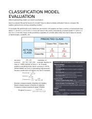 Performance Evaluation Methods For Classification Models Course Hero