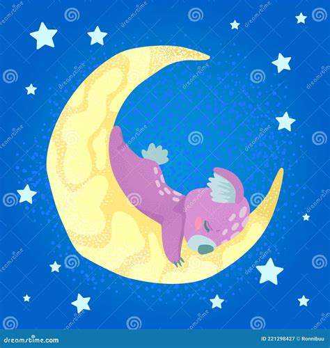 Koala Dormida En La Luna Dibujo Vectorial Con Texturas Punto