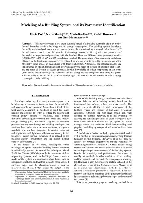 Pdf Modeling Of A Building System And Its Parameter Identification