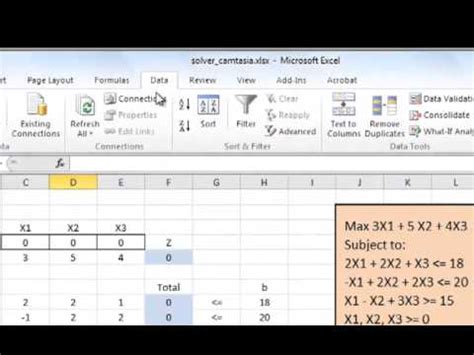 Solving Linear Programming Problems Using Microsoft Excel (Modified) - YouTube