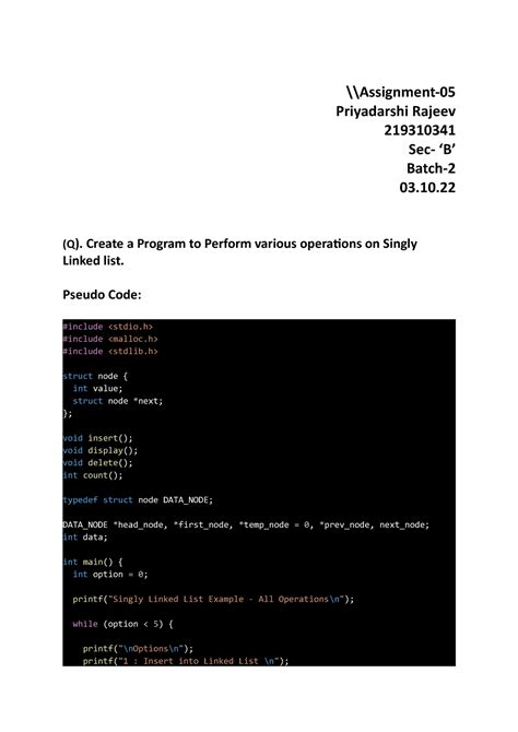 Os Assignment Lab Assignment Priyadarshi Rajeev 219310341 Sec ‘b