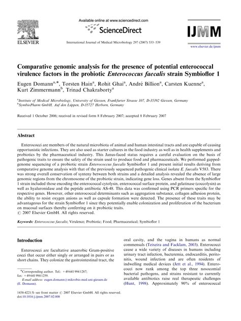 Pdf Comparative Genomic Analysis For The Presence Of Potential