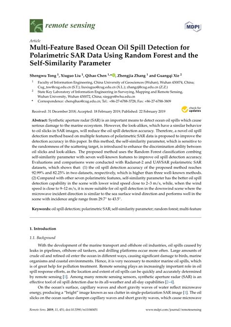 Pdf Multi Feature Based Ocean Oil Spill Detection For Polarimetric