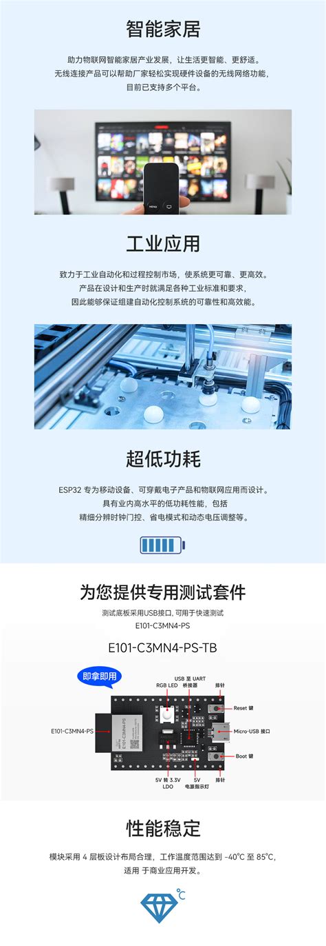 E101 C3mn4 Ps 双核蓝牙wifi模块 亿佰特小体积wifi模块