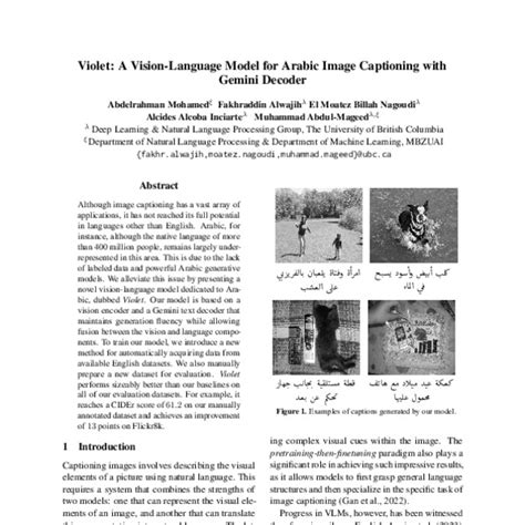 Violet A Vision Language Model For Arabic Image Captioning With Gemini