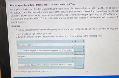 Solved Reporting On Discontinued Operations Disposal In