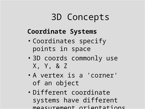 Ppt 3d Concepts Coordinate Systems Coordinates Specify Points In