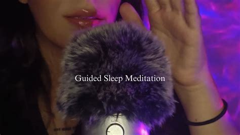 ASMR Guided Sleep Meditation ♥ Slow Whispers + Occasional Mic Brushing - YouTube