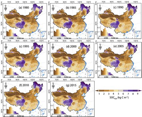 Spatial Distribution Of Mean Soc Kg C M 2 In The Top Of 020 Cm Over Download Scientific