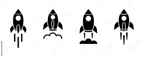Set Of Rocket Vector Icons Launch Spaceship Or Spacecraft Rocket Fast