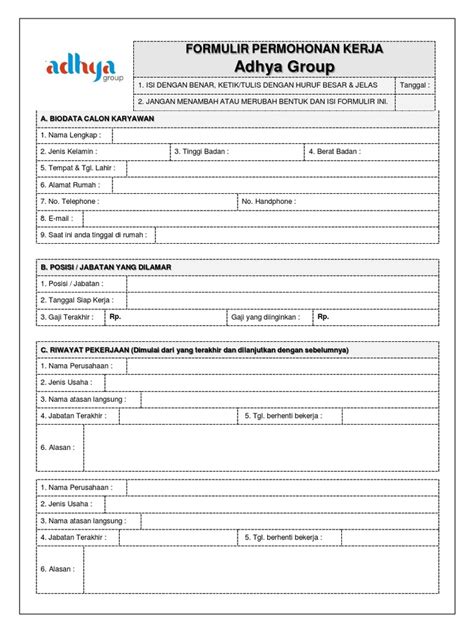 Aplication Form New Hiring 2022 Pdf