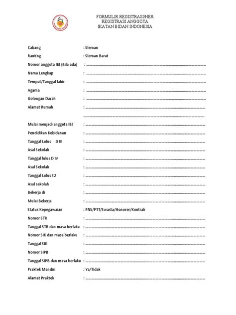 Formulir Registrasi Pdf