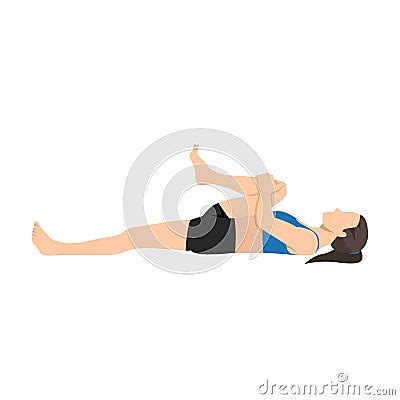 Woman Doing Prone Hamstring Stretch Or Laying Hamstring Stret Vector Illustration