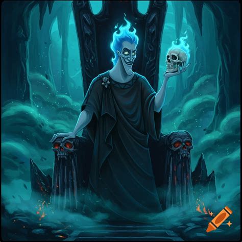 Disneys Hades Sits On His Throne Holding A Glowing Skull In A Dark