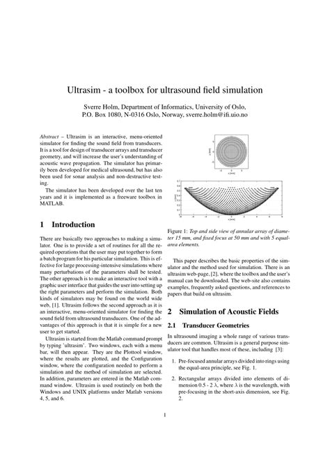 Pdf Ultrasim A Toolbox For Ultrasound Field Simulation