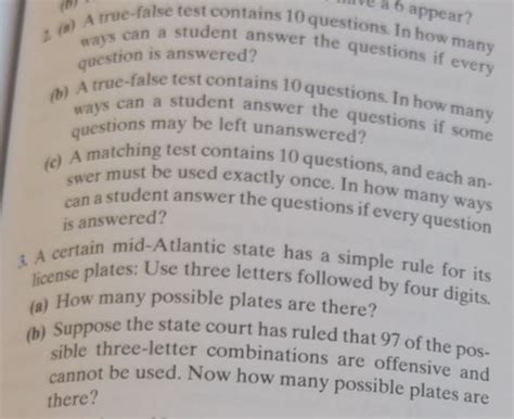 solved a true false test contains 10 questions in how many