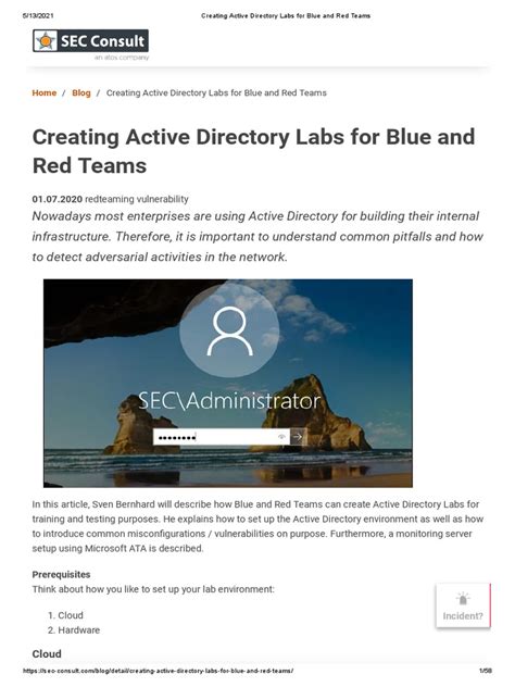 Creating Active Directory Labs For Blue And Red Teams Pdf Group