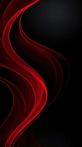 Abstract Red Waves On Black Background Wallpaper For Phone Premium Ai