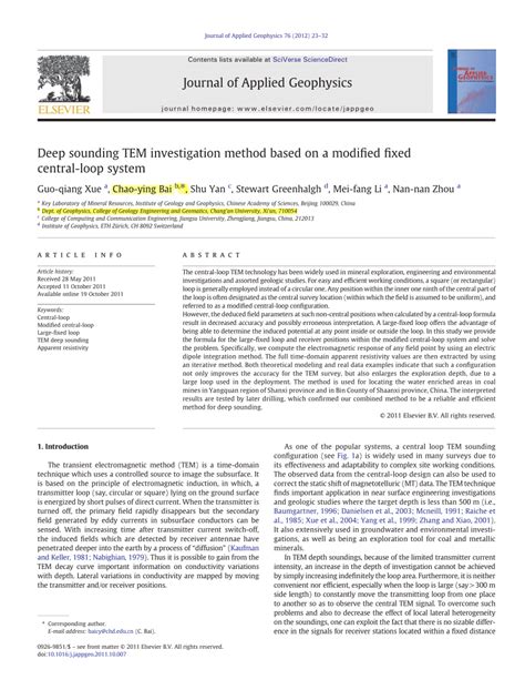 pdf deep sounding tem investigation method based on a modified fixed