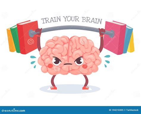 Brain Training Cartoon Brain Lifts Weight With Books Train Your