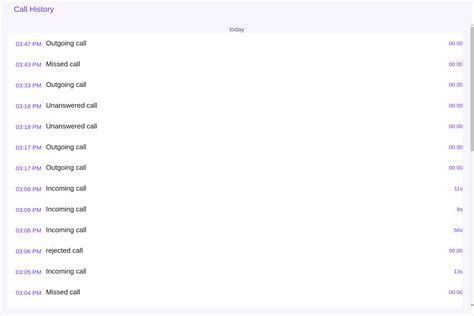 Call Log History Calls Components Angular Ui Kit Cometchat Docs