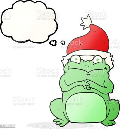 크리스마스 모자를 쓰고 자유형 그린 생각 거품 만화 개구리 개구리에 대한 스톡 벡터 아트 및 기타 이미지 개구리 귀여운 기이함 Istock