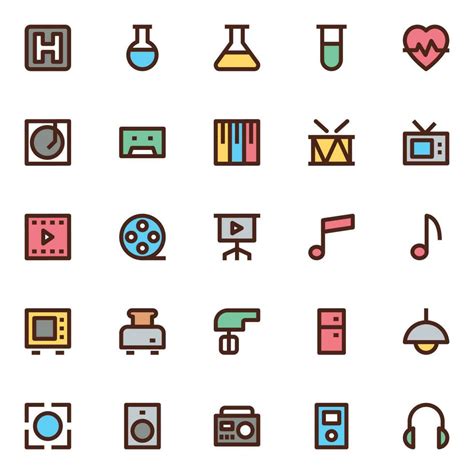 Filled Color Outline Icons For User Interface 23260928 Vector Art At Vecteezy