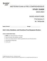 PreCalculus A Unit Sets Relations And Functions Course Hero