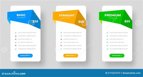 Pricing Plans Table And Pricing Chart Price List For Web Or App Product Comparison Business Web