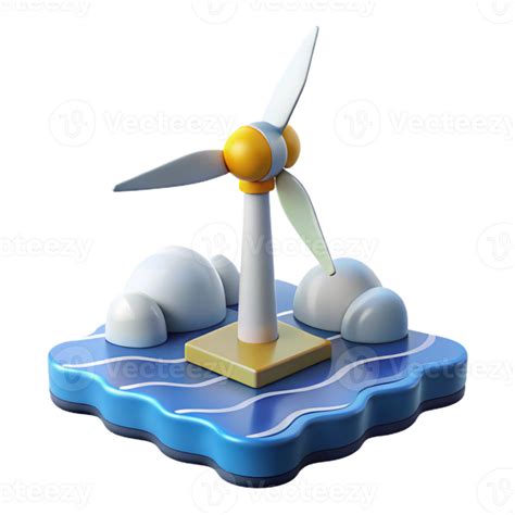 Vibrant Creative Floating Wind Turbine Platform Sleek Aerodynamic Design Ocean Waves And