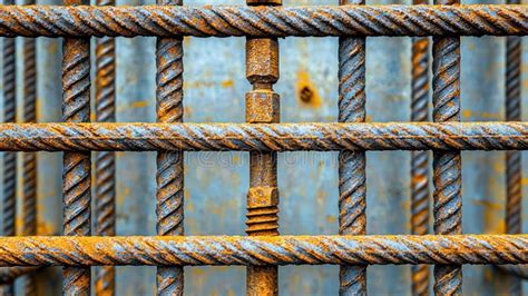 Rusty Rebar Grid With Threaded Rod Connector Stock Illustration Illustration Of Lines Prison