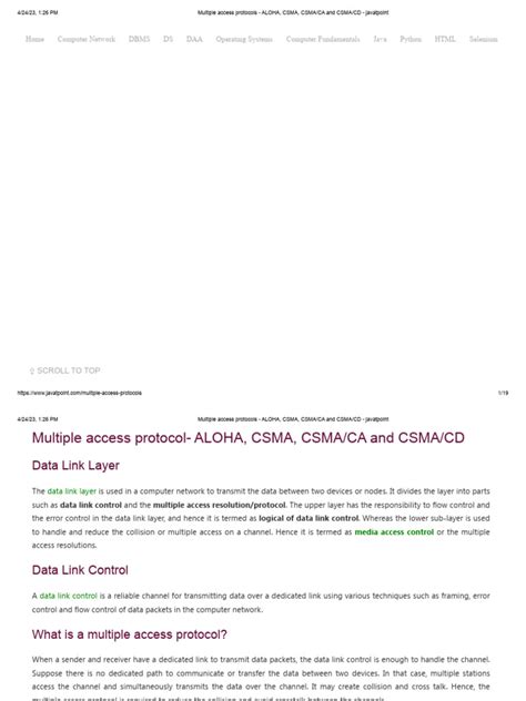 multiple access protocols aloha csma csma ca and csma cd