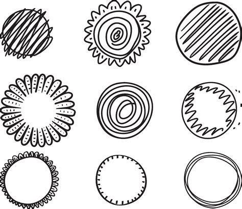 Conjunto De Linda Mano Dibujado Circulo Formas Vector En Aislado