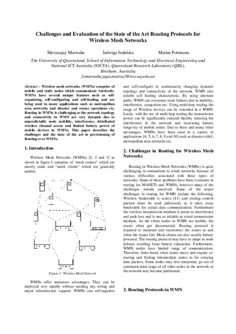 Pdf Challenges And Evaluation Of The State Of The Art Routing Protocols For Wireless Mesh Networks