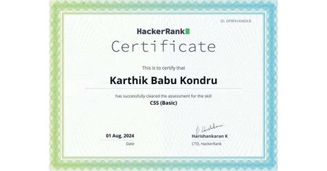 passed css skill test on hackerrank karthik babu kondru posted on the