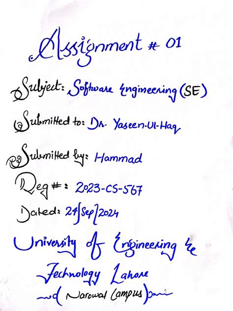 Software Engineering Assignment No 1 Hammad Malik Pdf