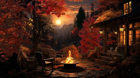 Fall Ambience Cozy Autumn Ambience With Wind Sounds Crackling Fire