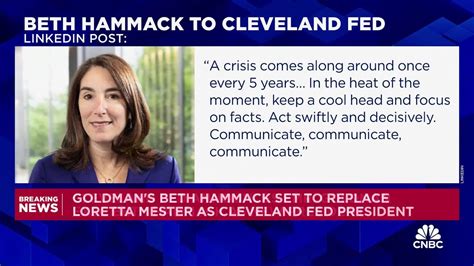 Cleveland Fed Announces Goldman Sachs Beth Hammack As New President
