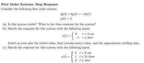 Solved First Order Systems Step Response Consider The Chegg Com