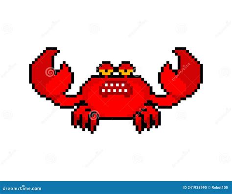 Crab Pixel Art Isolated 8 Bit Sea Cancer Red Stock Vector Illustration Of Claws Crab 241938990