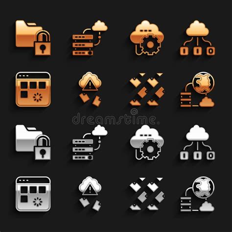 Set Cloud Hacking Technology Data Transfer Network Cloud Connection