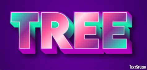Tree Purple Green And Pink D Text Effect Generator