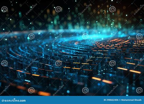 Binary Code Waves Depict Data Flow Digital Security In Internet Technology Stock Illustration