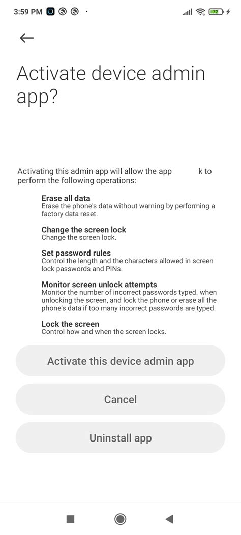 Android How To Access Device Admin App Programtically In React
