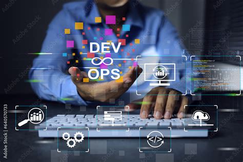 Devops Engineer Or Development Operation Software Developer Programmer Holding Dev And Ops Icon