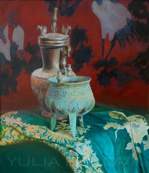 Купить картину Натюрморт с китайскими вазами Оргалит ДВП Масло автора Юлия Быкова