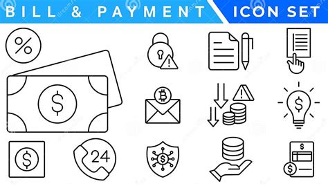 Set Of Fintech Modern Icons Simple Line Art Style Icons Pack Vector Illustrationset Outline