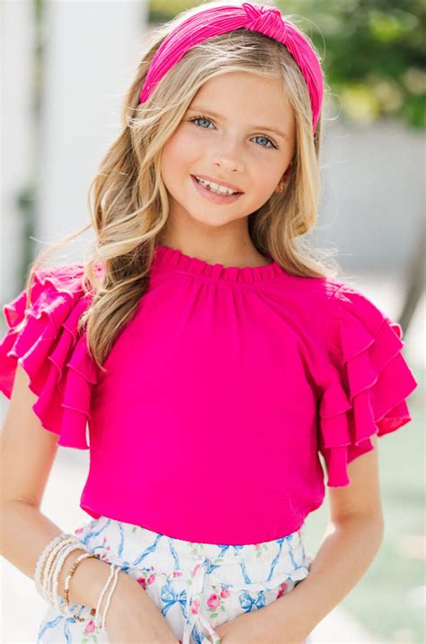 Girls See You Out Fuchsia Pink Ruffled Blouse Shop The Mint