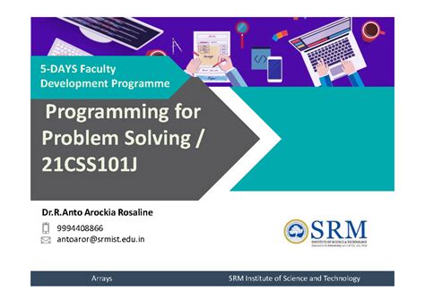 Faculty Development Programme Problem Solving With Arrays 21css101j