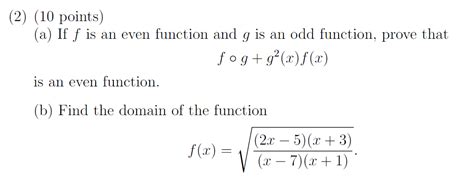 solved 2 10 points a if f is an even function and g is